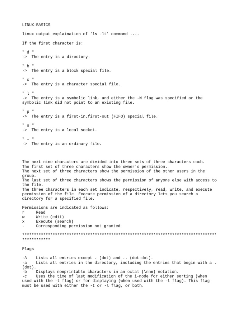 Understanding 'ls -lt' Command in Linux | PDF | Computer File ...