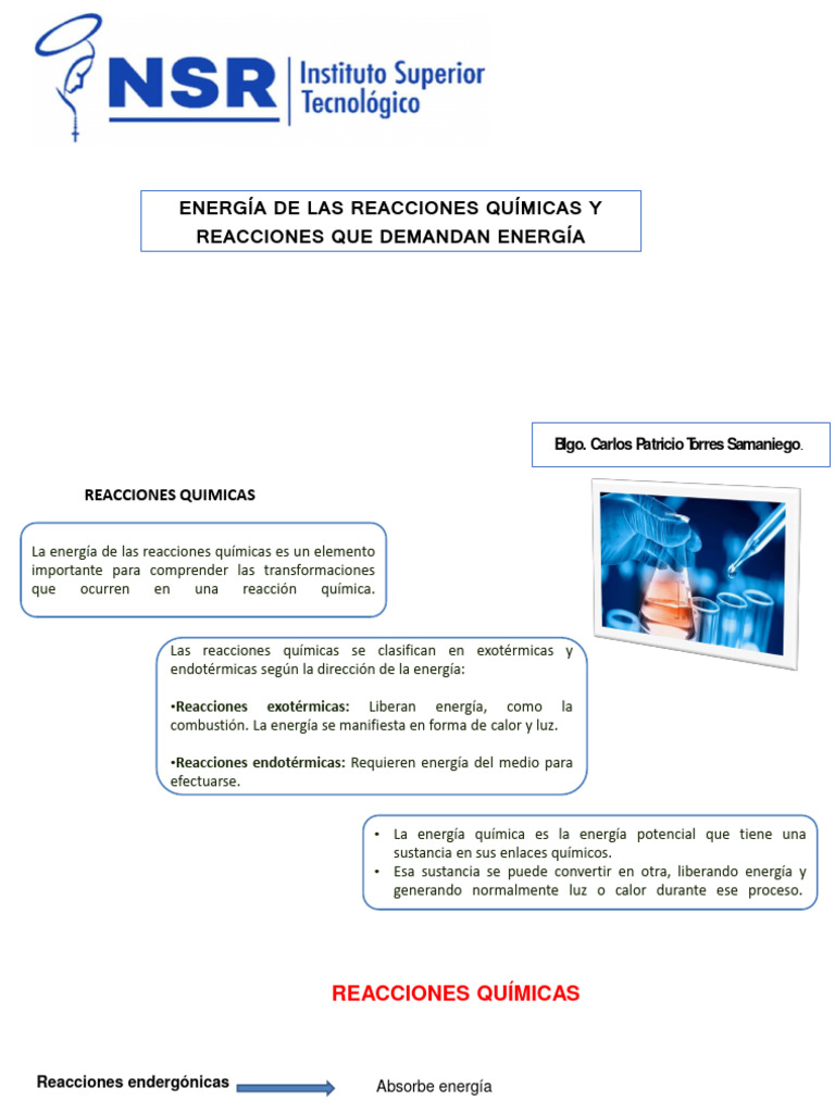 Clase13 - Energía de Las Reacciones Químicas y Reacciones Que Demandan ...
