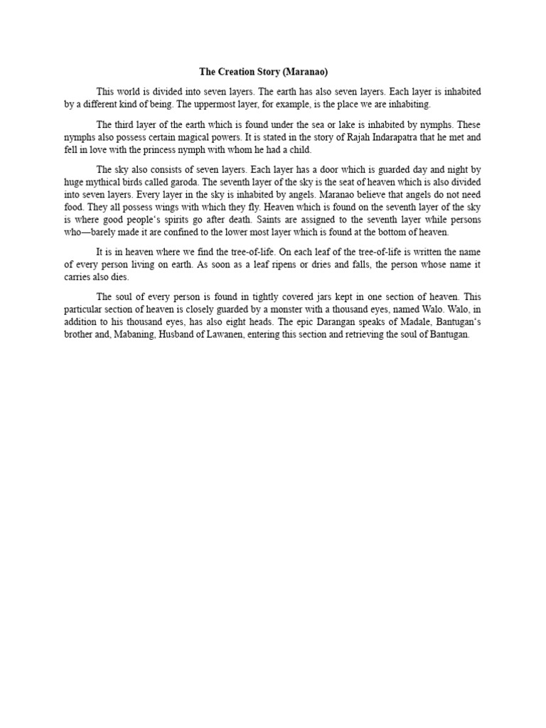 The Creation Story Pdf