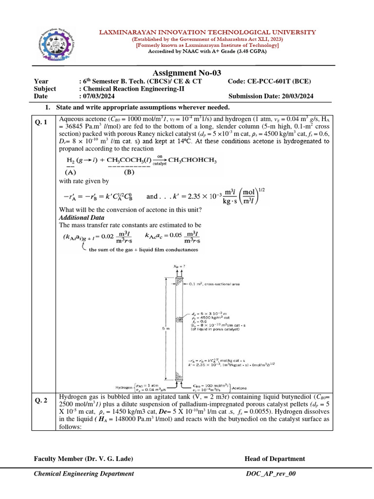 CRE-II Assignment No-3 | PDF
