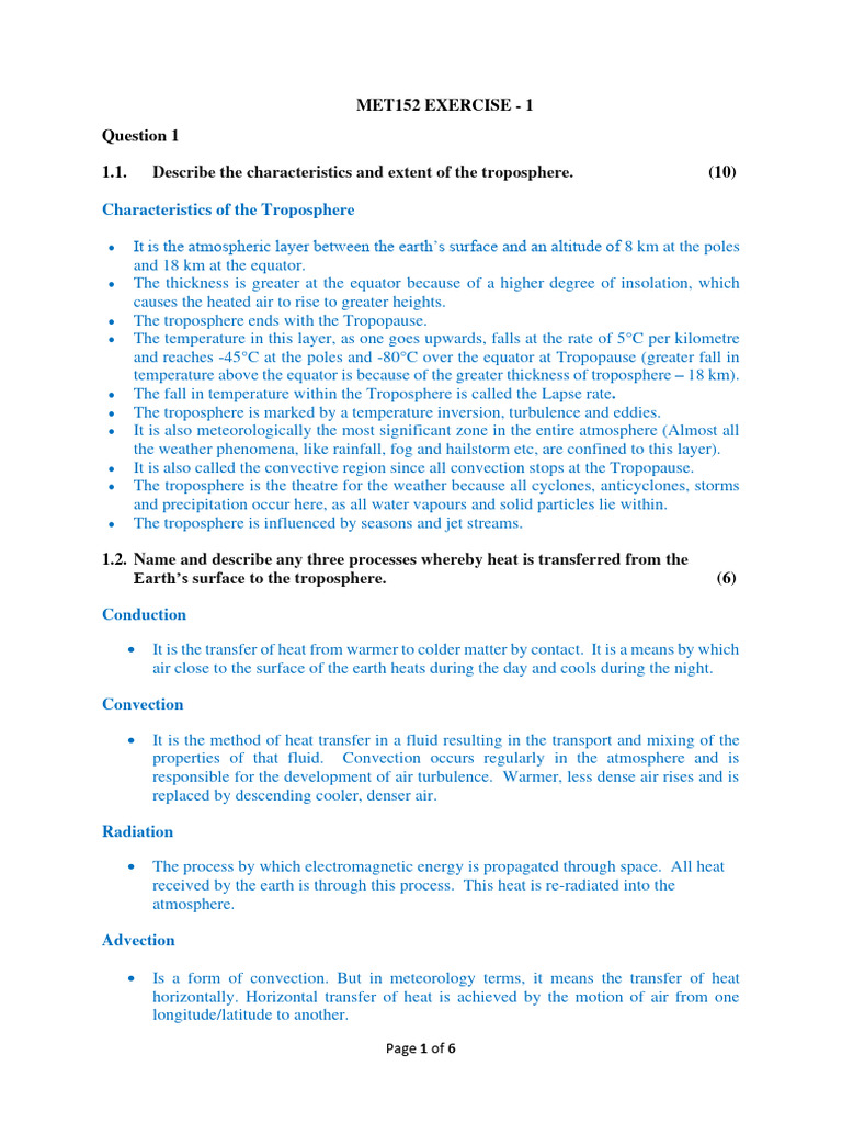 Characteristics of the Troposphere Explained | PDF | Social Science ...