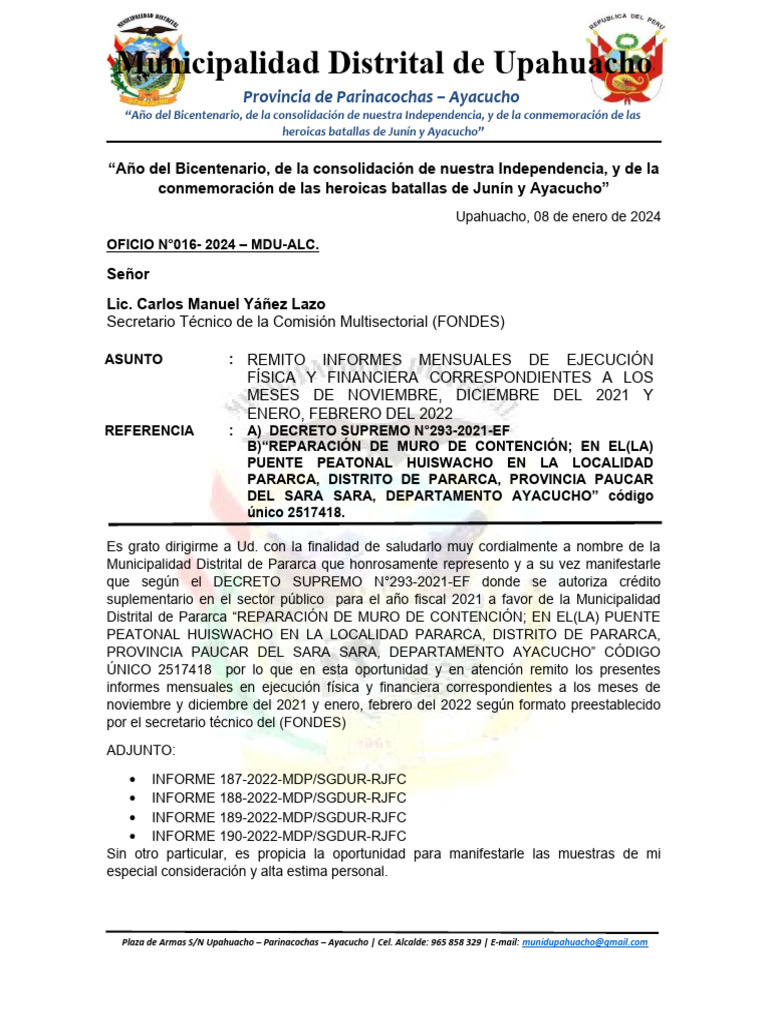 Informes Mensuales de Ejecución 2021-2022 | PDF