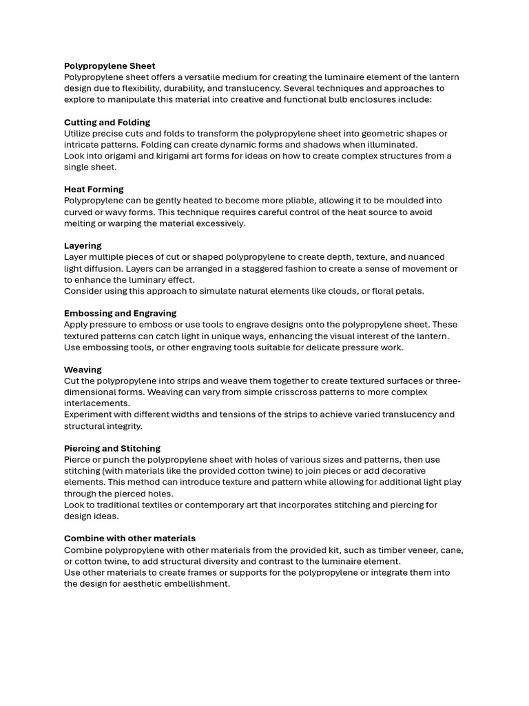 Polypropylene Sheet Techniques | PDF | Pattern | Weaving