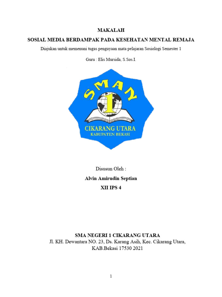 Makalah Sosio Fixed | PDF | Pengembangan Diri | Sains & Matematika