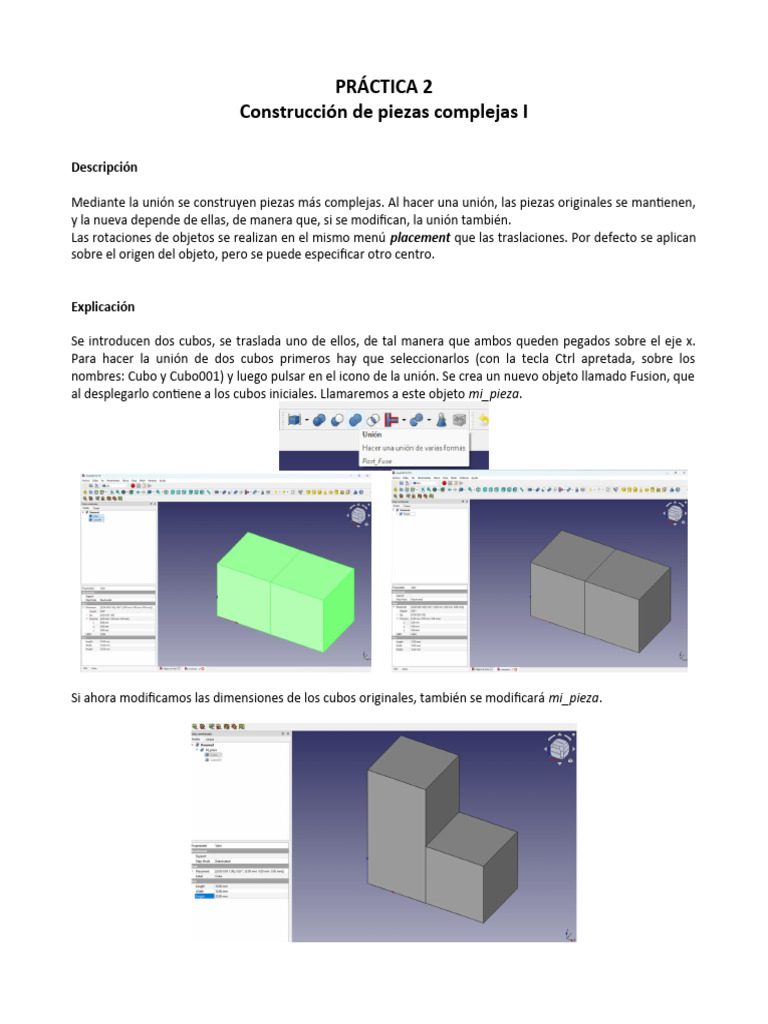 Prácticas FreeCAD 2 - Construcción de Piezas Complejas I | PDF ...