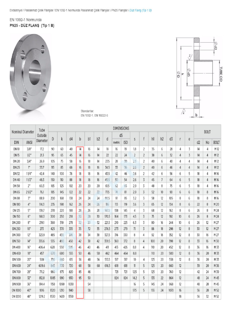 Steel Flange - EN-1092-1 - PN25 | PDF