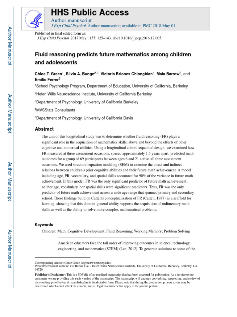 nihms840067 | PDF | Wechsler Adult Intelligence Scale | Working Memory
