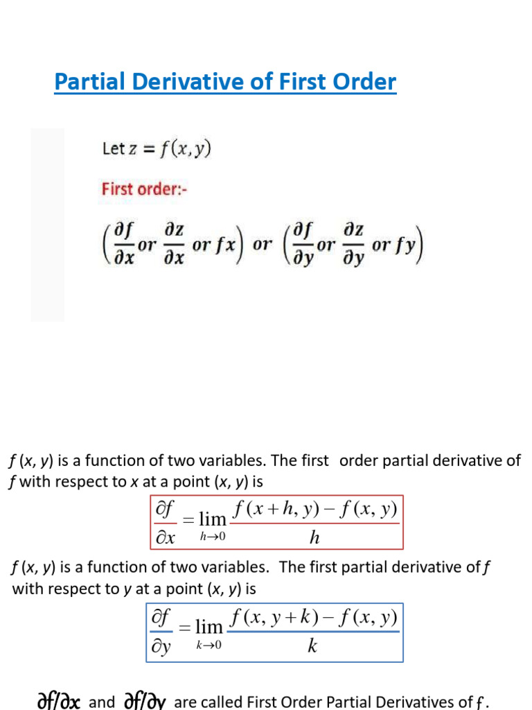 First Order Partial Derivatives Explained | PDF | Derivative | Function ...