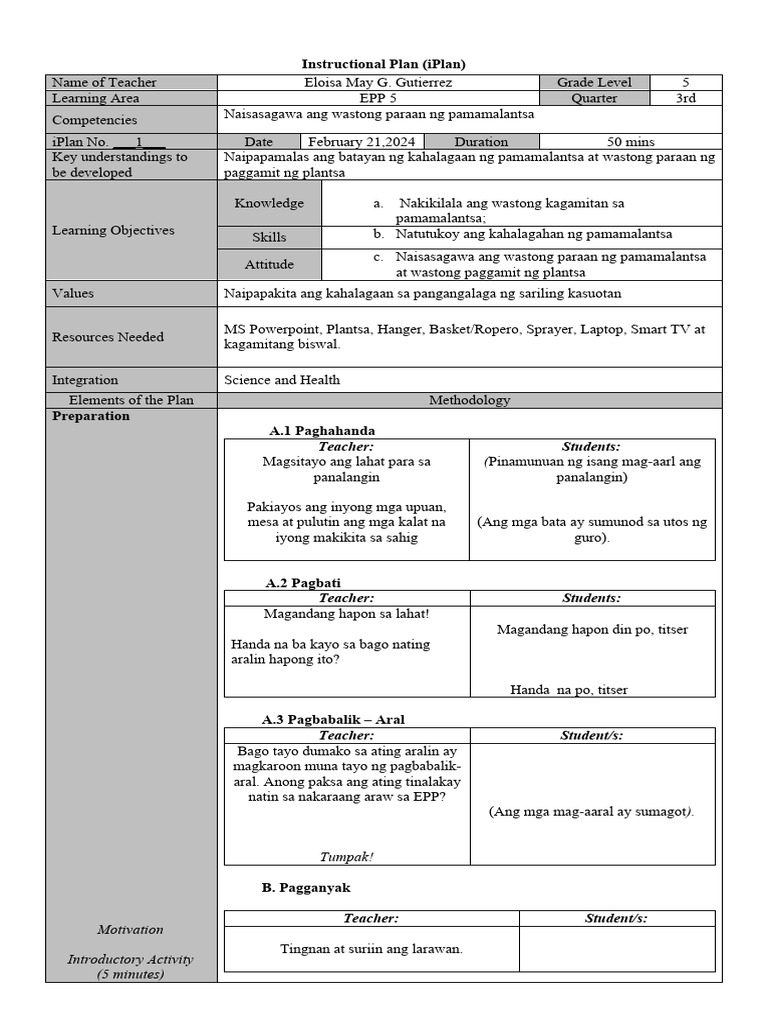 LP EPP5 Pamamalantsa | PDF