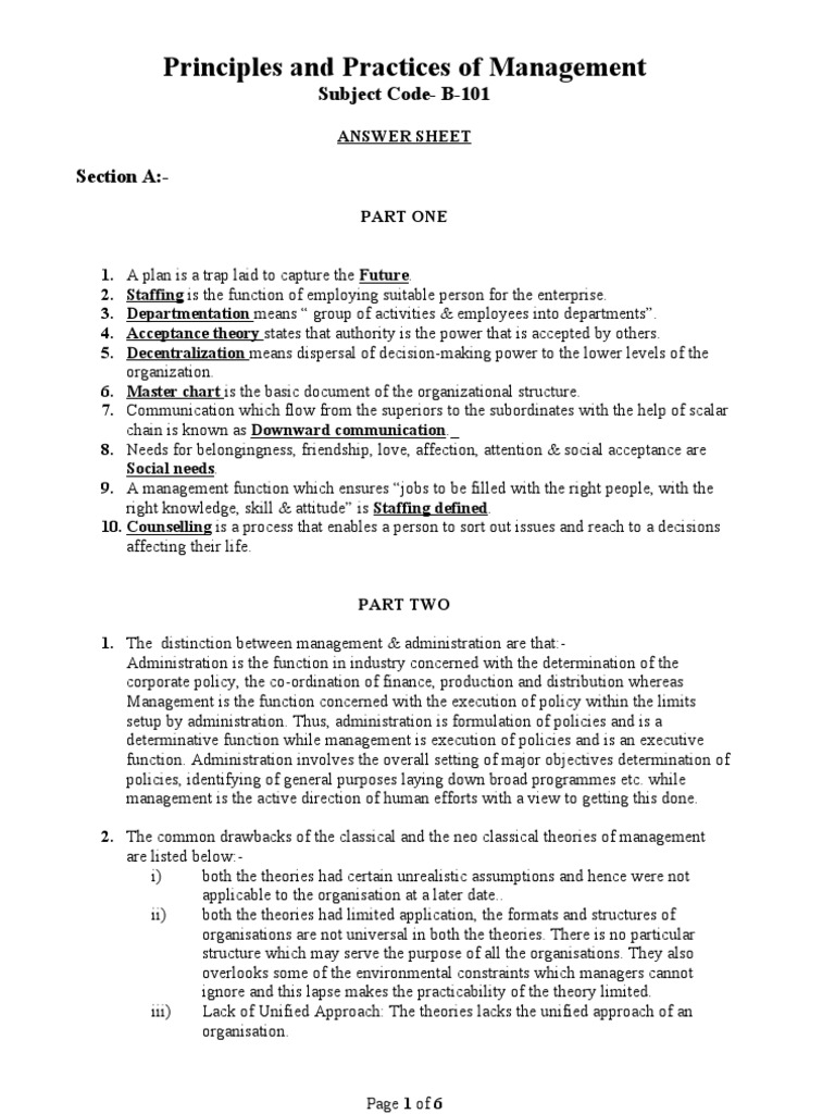 101 Principles and Practices of Management | PDF | Decision Making | Policy