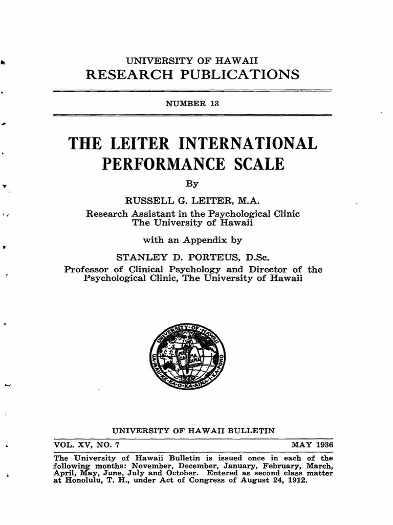 The Leiter International Performance Scale: Research Publications ...