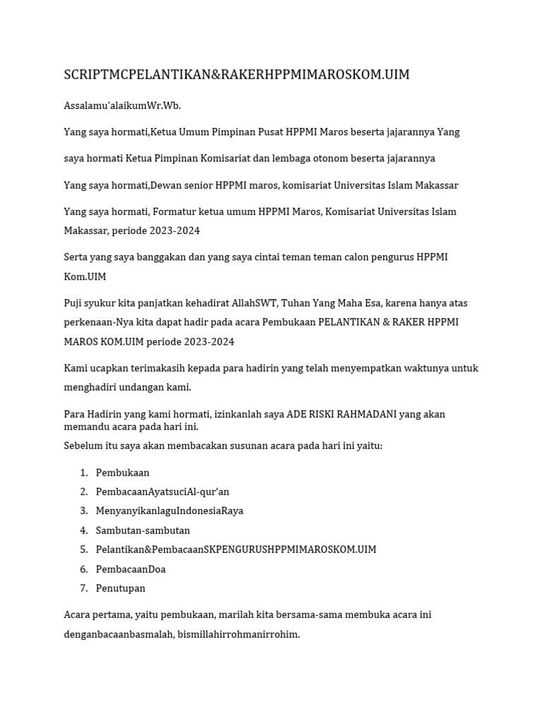 B. MC Pelantikan & Raker Fix | PDF | Agama & Spiritualitas