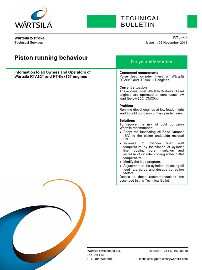 RT-157 Piston Running Behaviour | PDF | Piston | Cylinder (Engine)