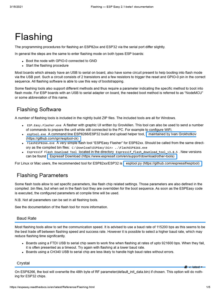 Flashing - ESP Easy 2.1-Beta1 Documentation | PDF | Booting | Computer ...