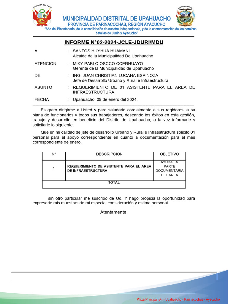 INFORME 02 Req. de Personal | PDF