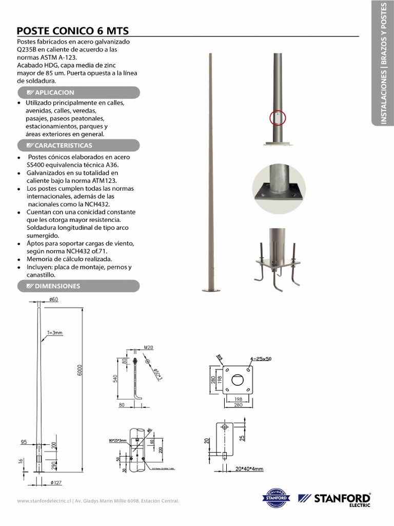 Ficha Tecnica Poste 6 Mts | PDF