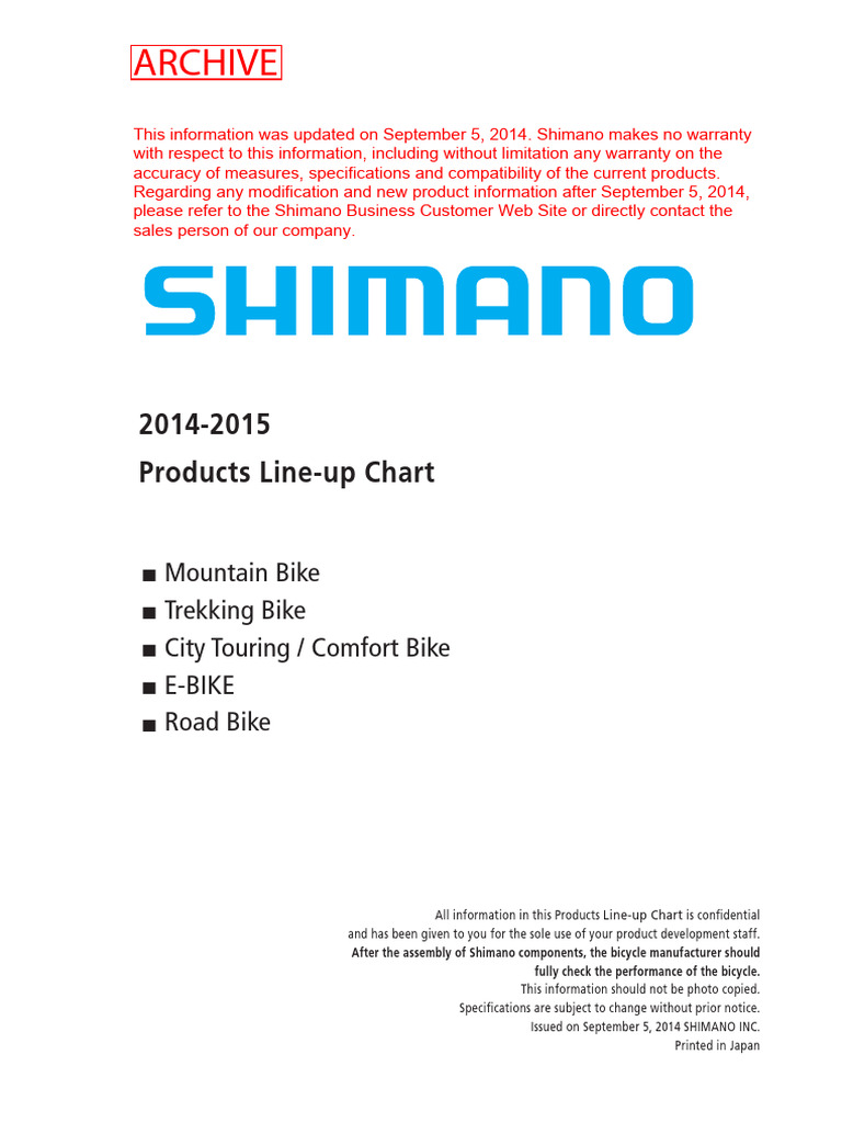 Shimano 2014-2015 Bike Components Chart | PDF | Motor Vehicle | Vehicle ...