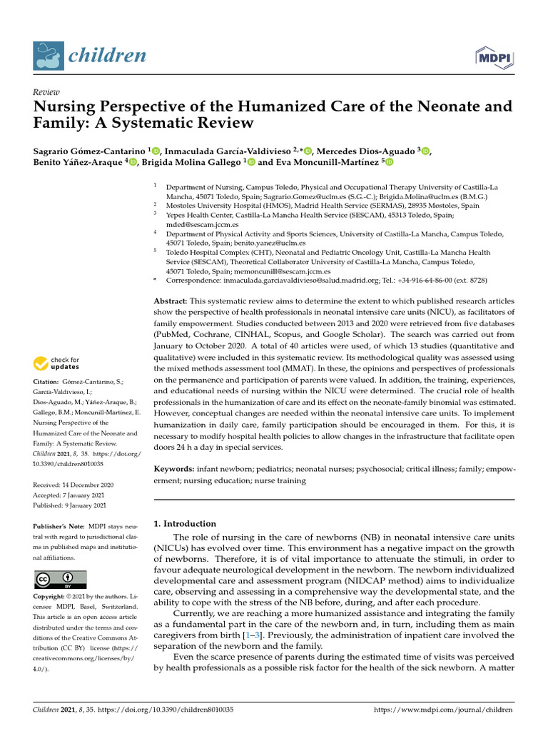 Children: Nursing Perspective of The Humanized Care of The Neonate and ...