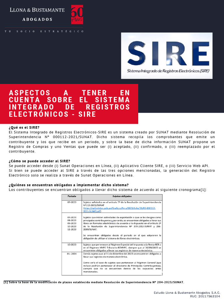 Aspectos A Tener en Cuenta Sobre El Sistema Integrado de Registros Electronicos Sire | PDF