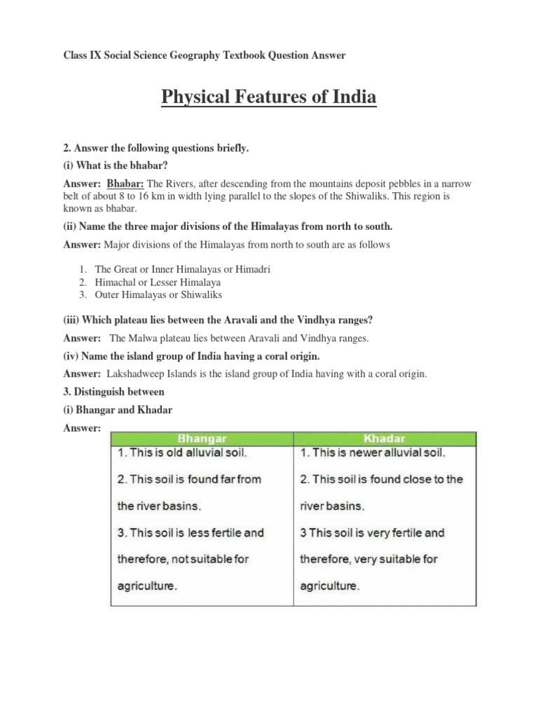 Class IX Social Science Geography Textbook Question Answer | PDF ...