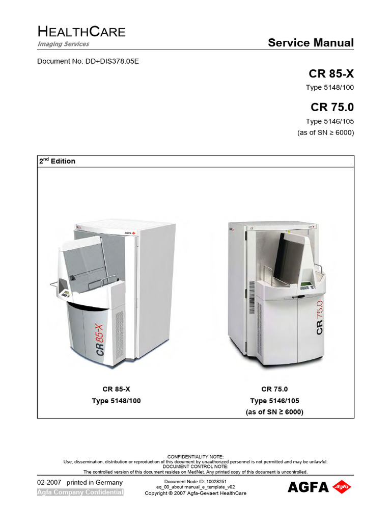 Agfa CR75, CR85 Digitizer - Service Manual | PDF