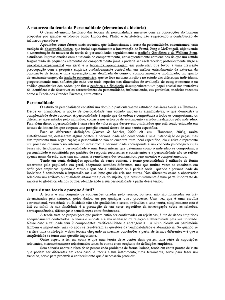 Teorias da Personalidade: História e Conceitos | PDF | Mente ...