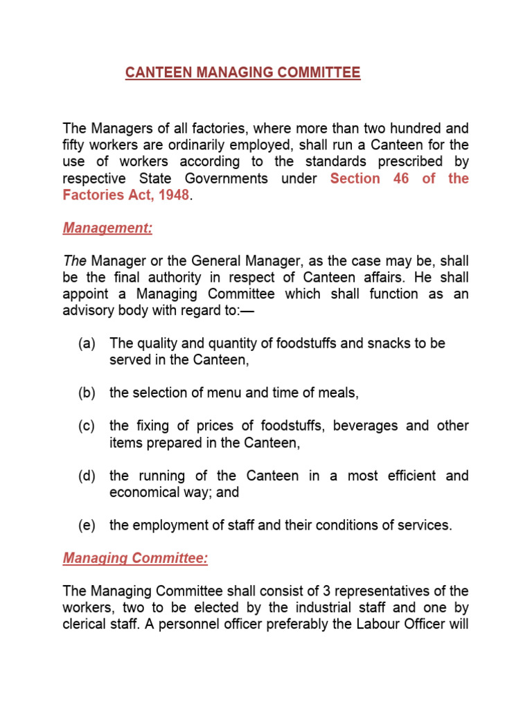 Factory Canteen & Safety Guidelines | PDF | Occupational Safety And Health | Business