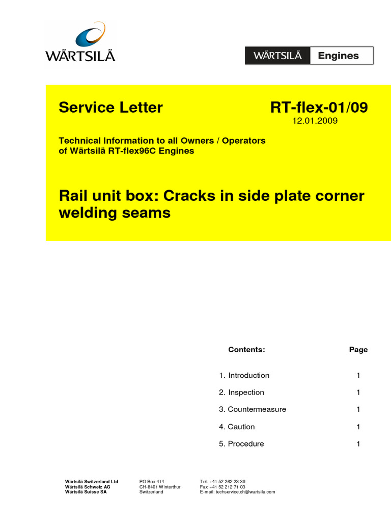 Cracks in Wärtsilä RT-flex96C Rail Units | PDF