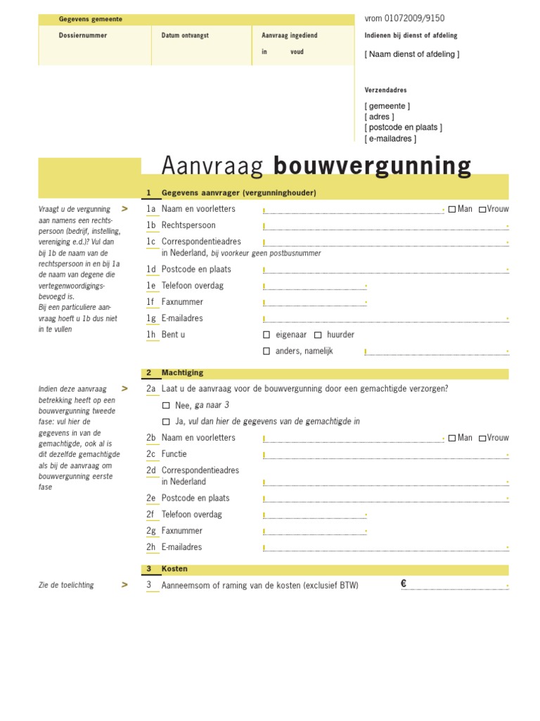 Aanvraagformulier Bouwvergunning | PDF