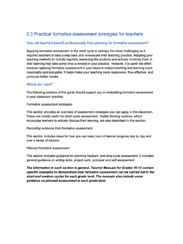 Planning Formative Assessment 2 | PDF