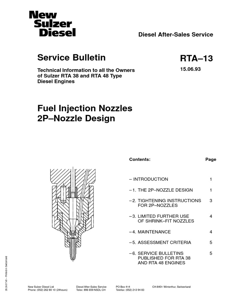 RTA-13 Fuel Injection Nozzles 2P - Nozzle Design | PDF | Diesel Engine ...