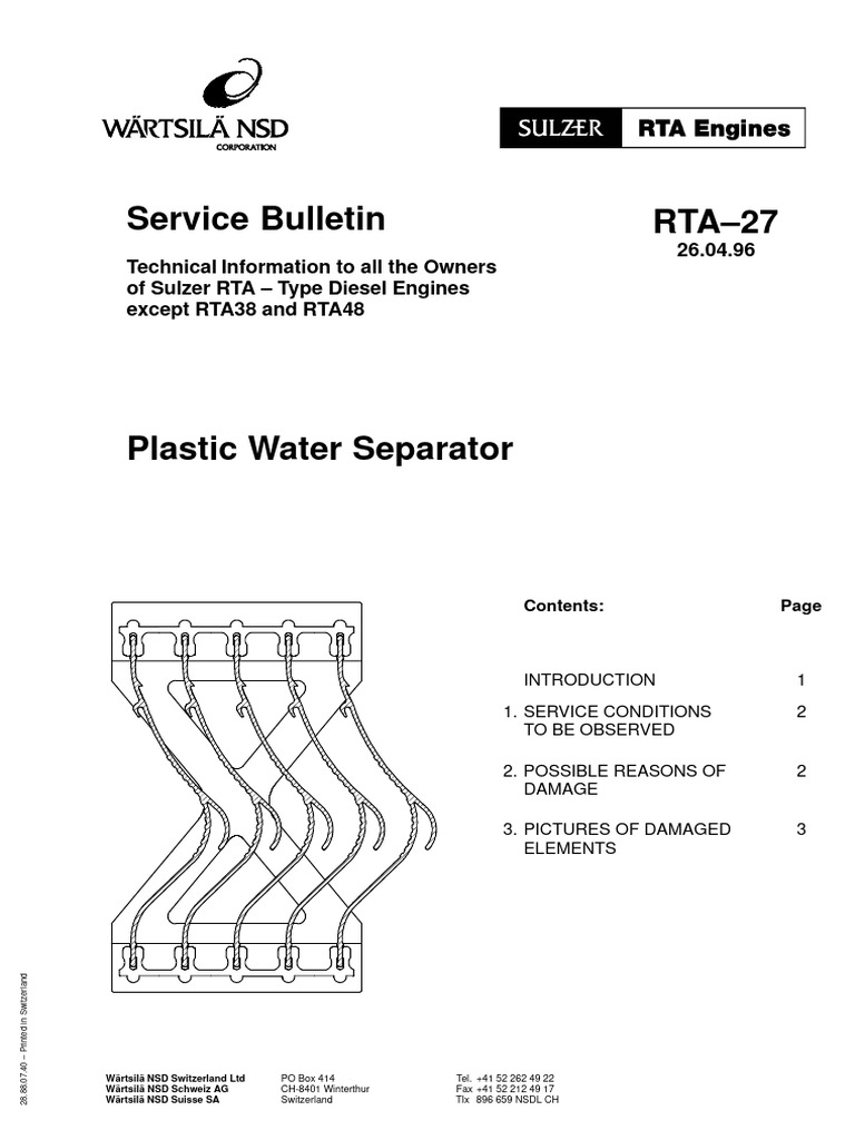 RTA-27 Plastic Water Separator | PDF | Piston | Engines