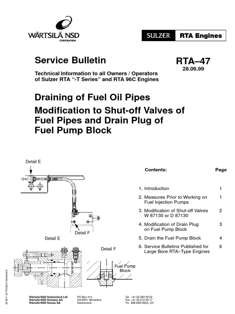 RTA-47 Draining of Fuel Oil Pipes | PDF | Piston | Valve
