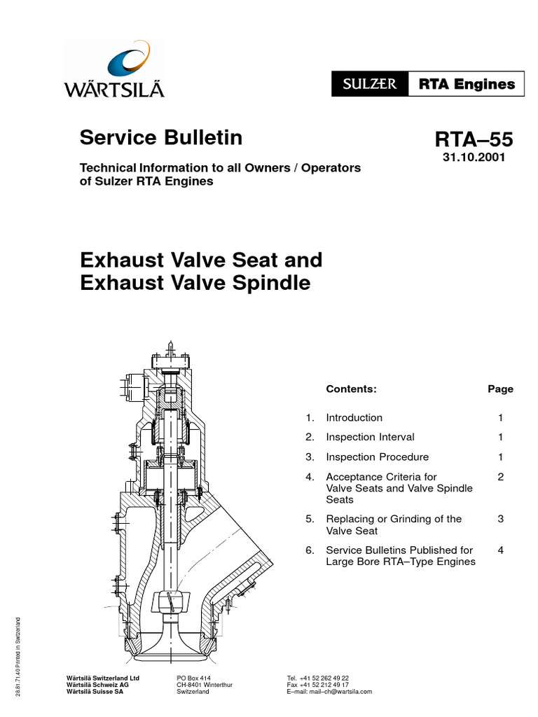 RTA-55 Exhaust Valve Seat and Exhaust Valve Spindle | PDF | Piston | Valve