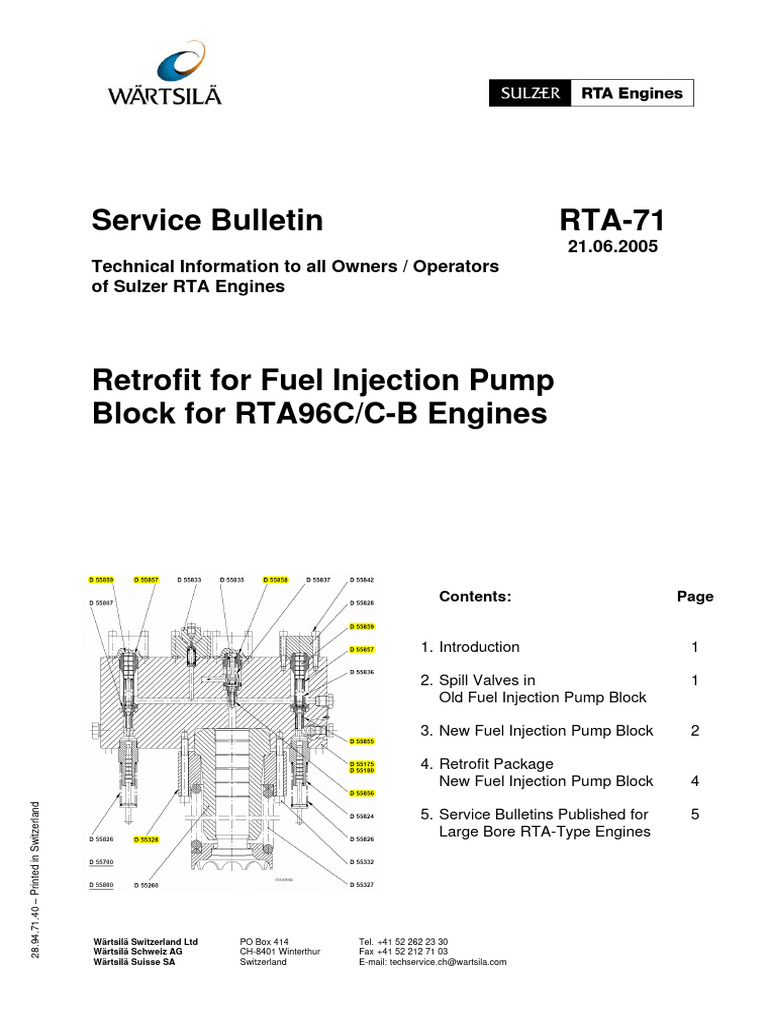 RTA-71 Retrofit For Fuel Injection Pump Block For RTA96C and C-B ...