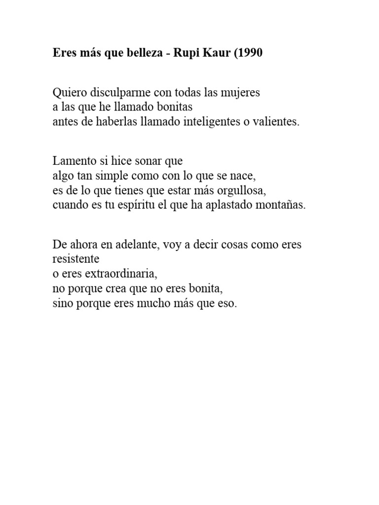 Eres Más Que Belleza - Rupi Kaur | PDF