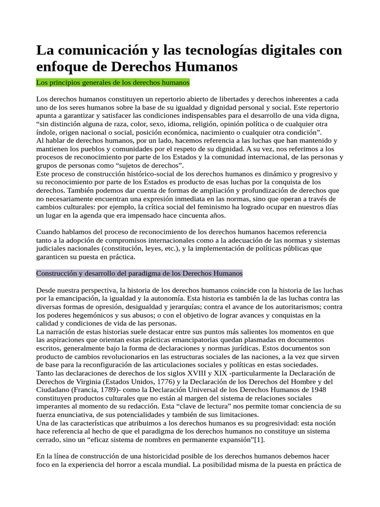 Derechos Humanos y Comunicación Digital | PDF | Derechos humanos ...