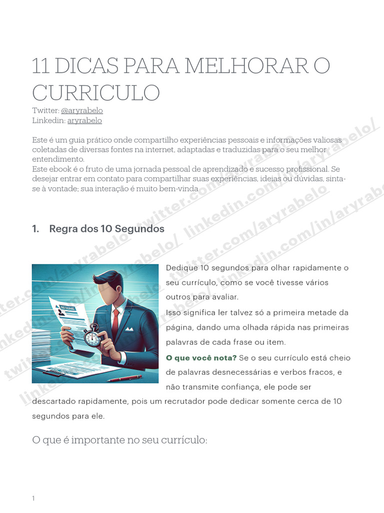 11 Dicas Curriculo | PDF | Programação de computadores | Engenharia de ...