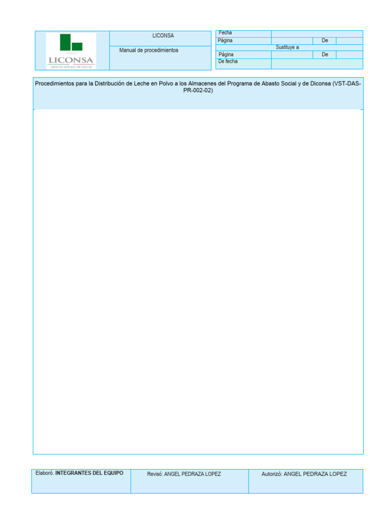Formato - Manual de Procedimientos | PDF | Productos Glandulares ...