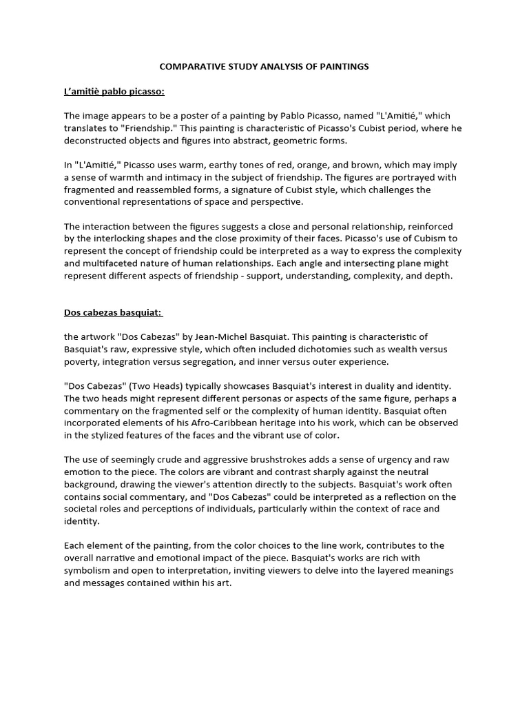 Comparative Study Analysis of Paintings | PDF