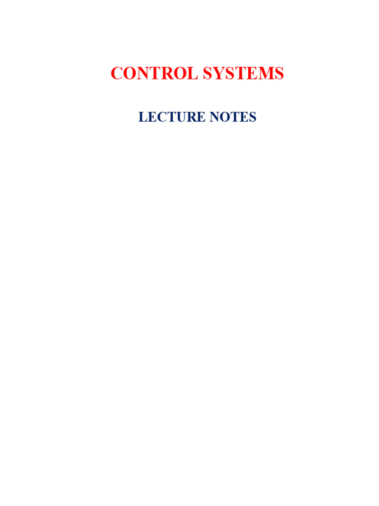 Control Systems Notes | PDF | Control Theory | Feedback