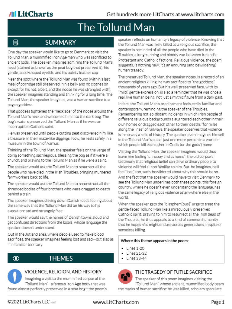 LitCharts The Tollund Man | PDF