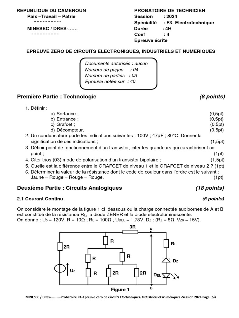 Dres-..... - Epreuve Zéro de Cein 202..... Par M. Nganti Jean Baptiste | PDF