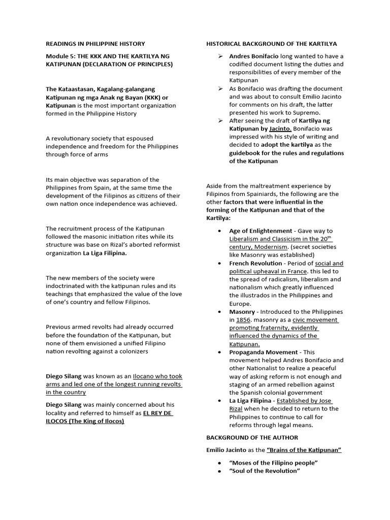 READINGS IN PHILIPPINE HISTORY - Long Quiz | PDF | Philippines