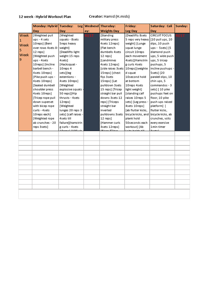 6 Month Hybrid Workout Plan Pdf