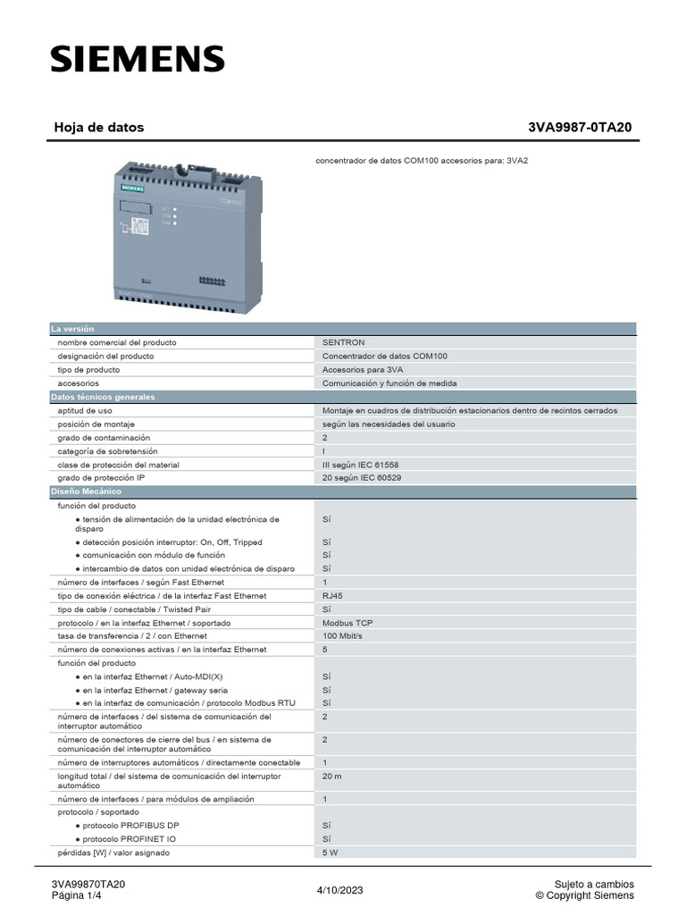3VA99870TA20 Datasheet Es | PDF | Ethernet | Protocolos de internet