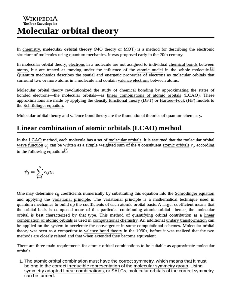 Molecular Orbital Theory | PDF | Molecular Orbital | Chemical Bond
