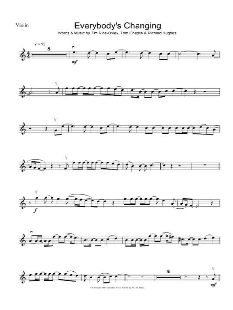 Spartito EVERYBODY'S CHANGING | PDF