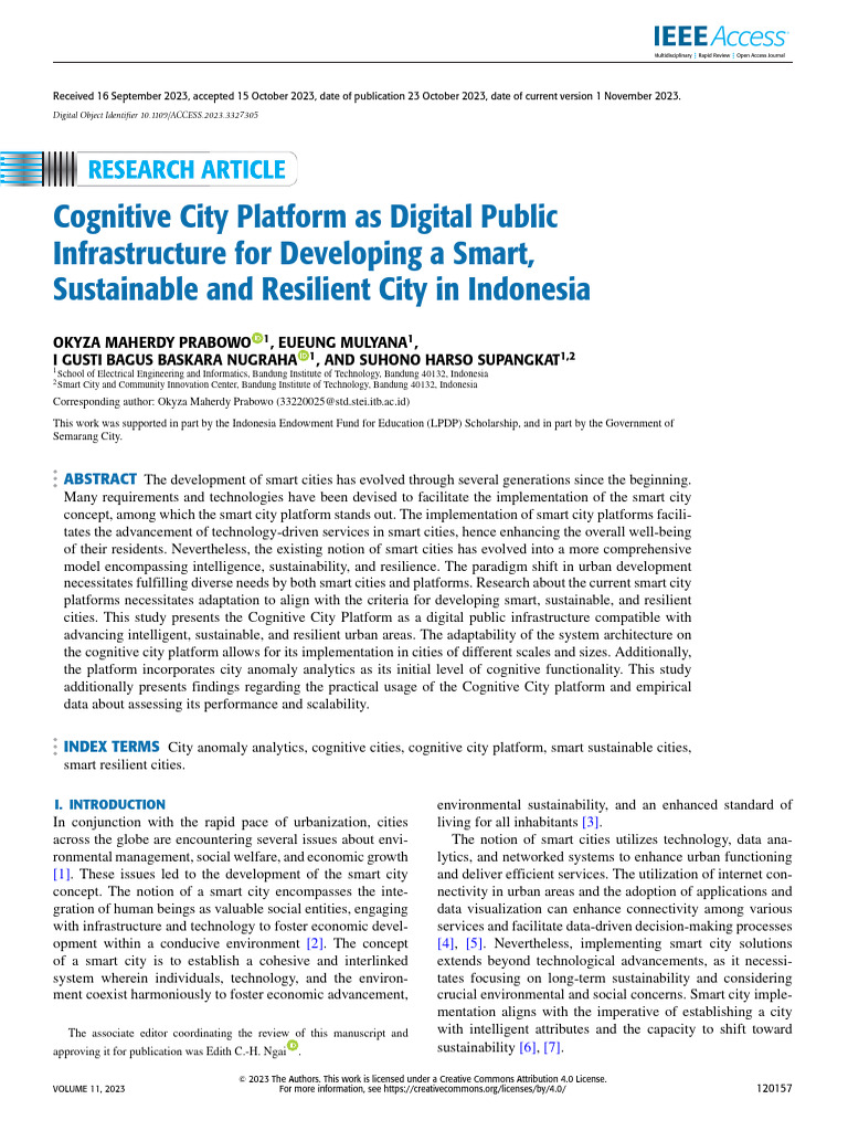 Cognitive City Platform as Digital Public Infrastructure for Developing a Smart, Sustainable and ...