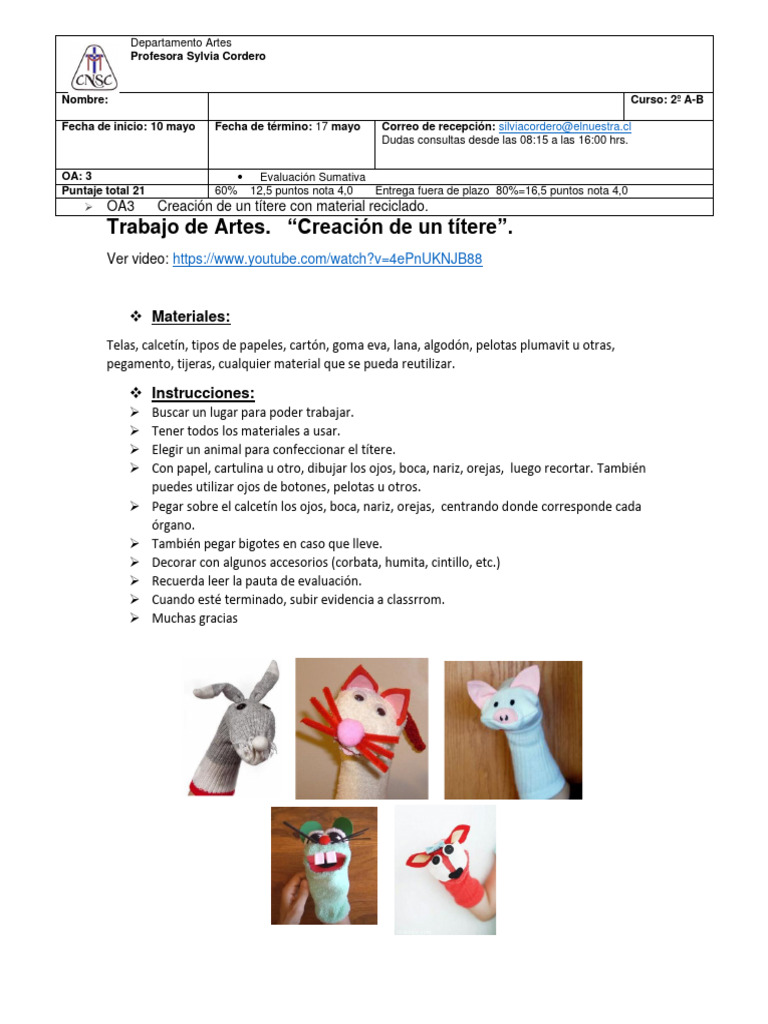 Artes Crear Un Títere Pdf